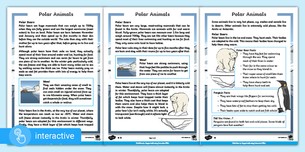 Interactive PDF: All About Polar Animals Differentiated Reading ...