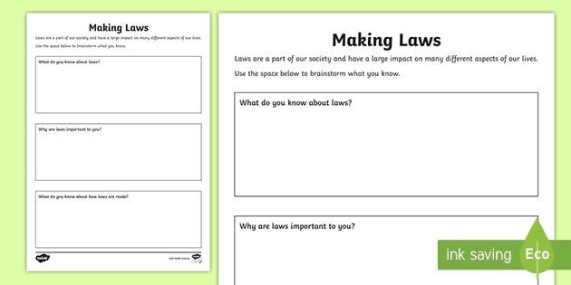 Brainstorming About Making Laws Worksheet (teacher made)