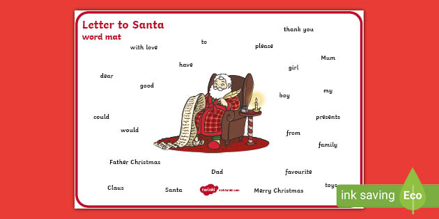 Letter to Santa Word Mat (teacher made)