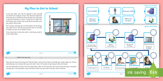 * NEW * My Plan to Get to School Worksheet