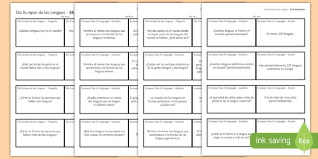 European Day of Languages Interesting Facts Question Cards Spanish