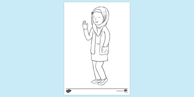 FREE! - Girl Wearing Hijab Colouring | Colouring Sheets