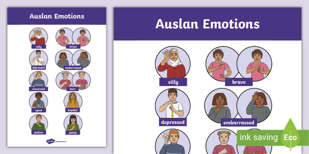 Auslan Emotions A4 Display Posters (teacher made)