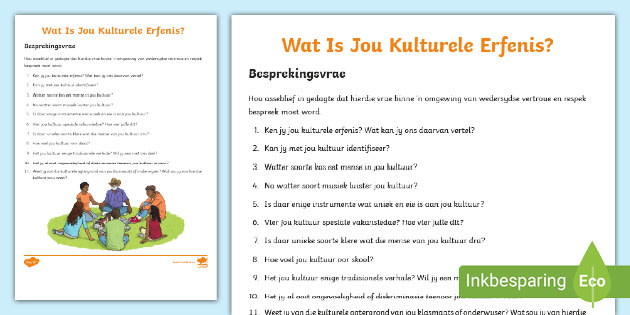 Wat Is Jou Kulturele Erfenis? Gesels Aktiwiteit