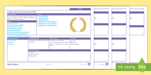 GCSE Julius Caesar Unit Overview