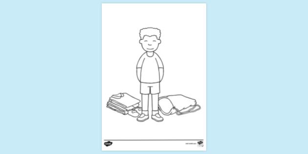 Boy in Shorts Colouring | Colouring Sheets (Teacher-Made)