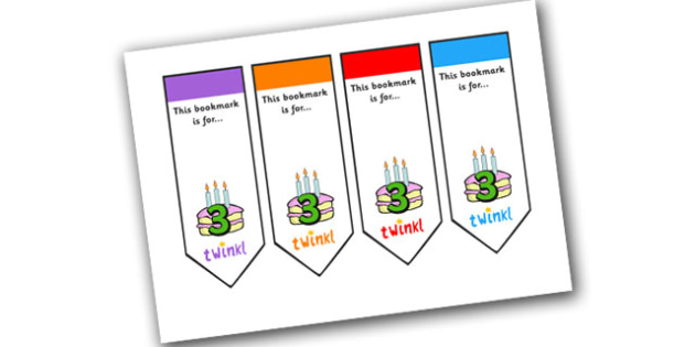 👉 Editable Birthday Bookmarks (Age 3) (teacher made)