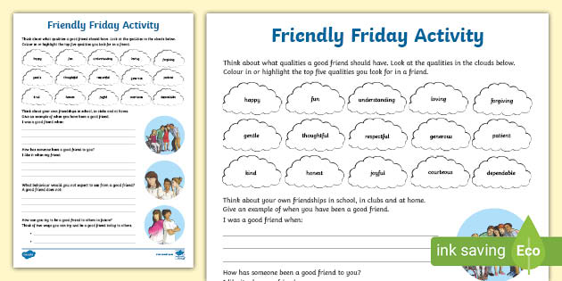Friendly Friday Worksheet KS2 (teacher made)