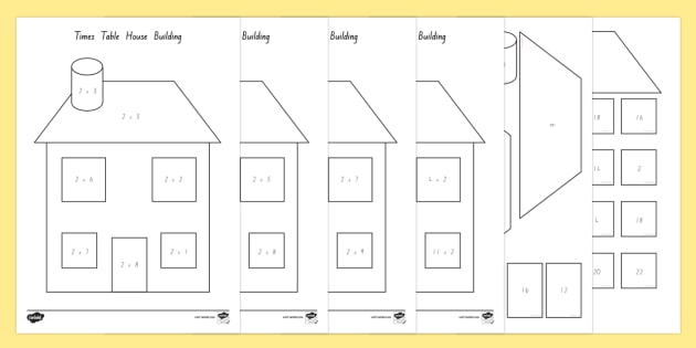 2 Times Table Active Picture Building House Activity