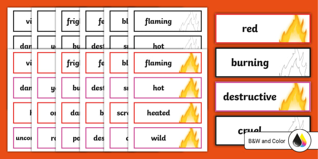 Fire Adjectives Word Cards (teacher made)
