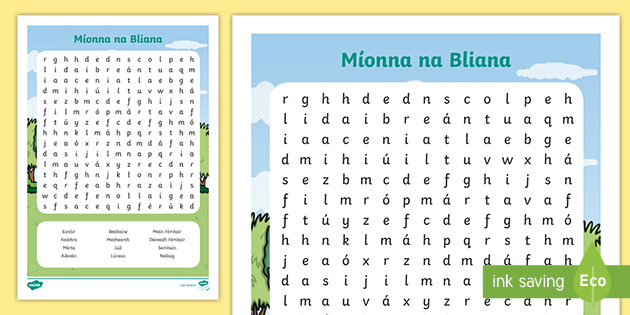 Cuardach Focal: Míonna na Bliana