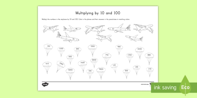 Multiplying by 10 and 100 Worksheet / Worksheet