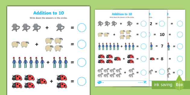 The Listening Ladybird Up to 10 Addition Sheet