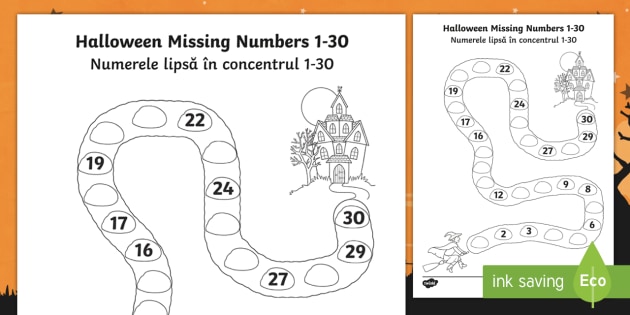 Halloween Spooky House Missing Numbers to 30 Worksheet / Worksheet