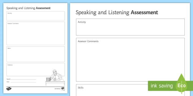 Entry Level Monitoring Sheet for Speaking and Listening Activities