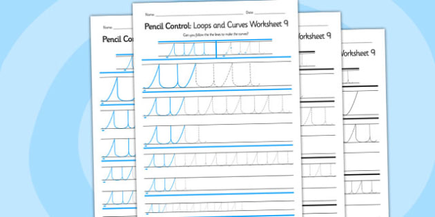 Pencil Control Loops And Curves Worksheet 9 - pencil control