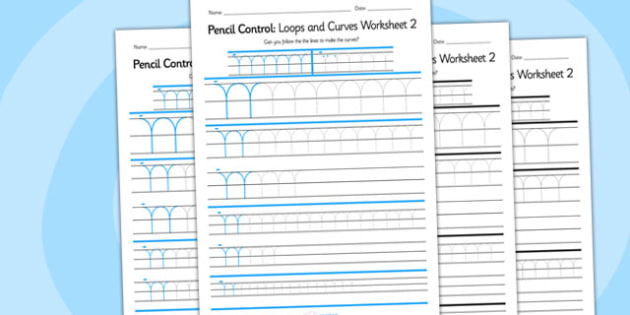 Pencil Control Loops And Curves Worksheet 2 - pencil control