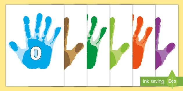 👉 Numbers 0 to 100 on Handprints Cut-Outs