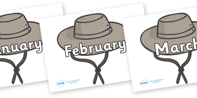 Months of the Year on Cowboy Hats (Teacher-Made)