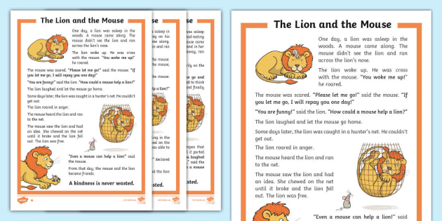 The Lion And The Mouse Worksheets The Lion And The Mouse Worksheets