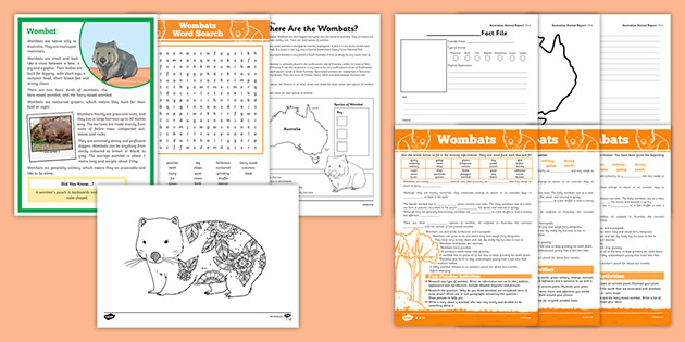 Wombat Resource Pack (teacher made)
