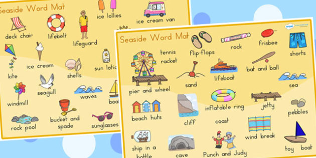 Seaside Word Mats - seaside, sea side, word mat, keywords, mat