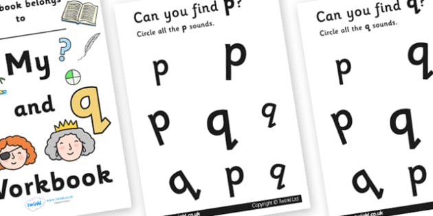My 'p and q' Workbook - education, home school, free, worksheet