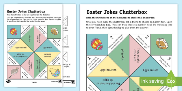 Easter Joke Chatterbox (teacher made)