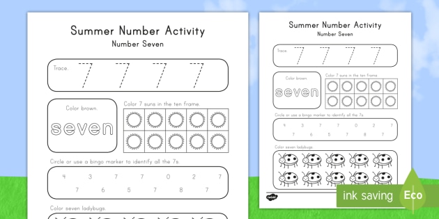 Summer Number Seven Worksheet / Worksheet