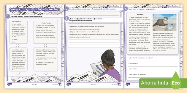 Hojas De Trabajo Para Leer Textos Informativos