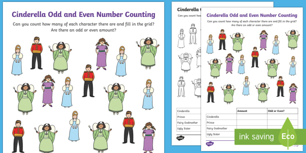 Cinderella Themed Odd and Even Number Counting Worksheet / Worksheet
