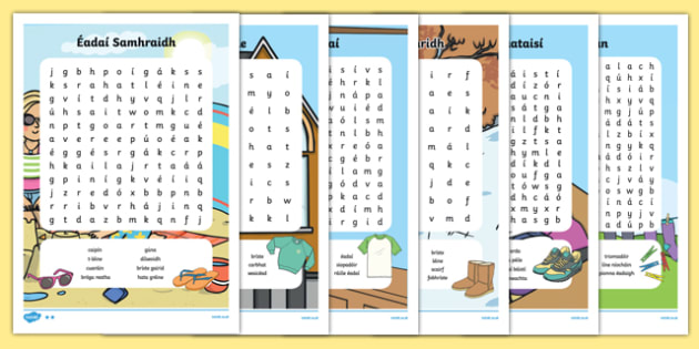👉 Irish Gaeilge Éadaí Word Search Pack (teacher made)