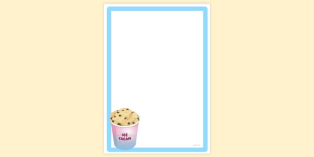 FREE! - Simple Blank Ice Cream in a Tub Page Border