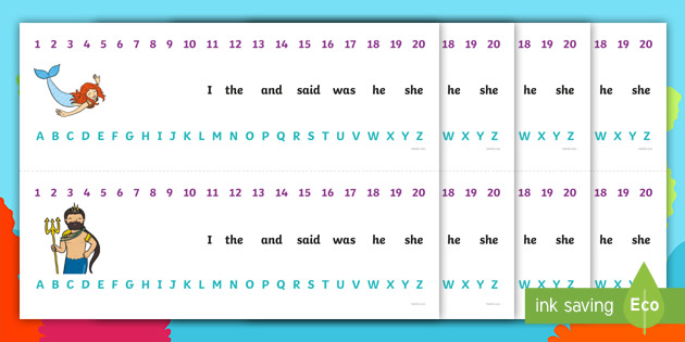 The Little Mermaid Combined Number and Alphabet Strips - stories
