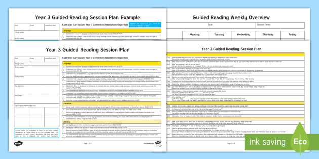 Year 3 Australian Curriculum Guided Reading Session Planning Template