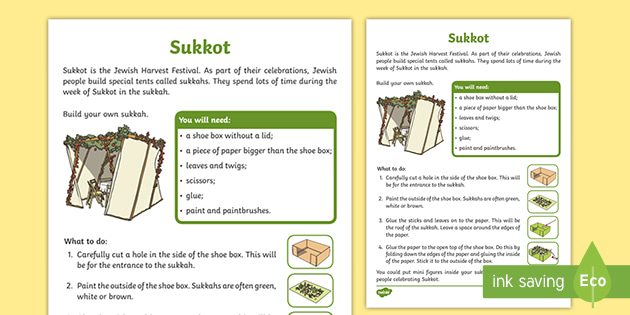 KS1 All About Sukkot Craft Activity