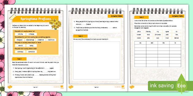Springtime Prefixes Activity (teacher made)