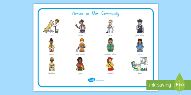 Heroes in Our Community Word Mat (teacher made)