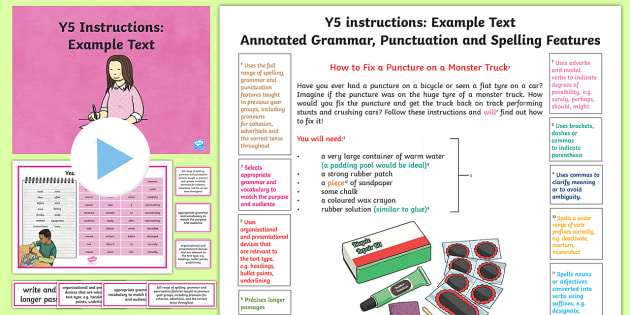 Y5 Instructions Model/Example Text - Example Texts Y5
