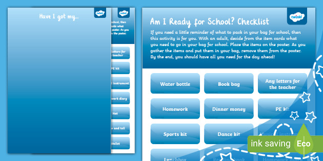 Am I Ready For School? Checklist (creat de profesori)