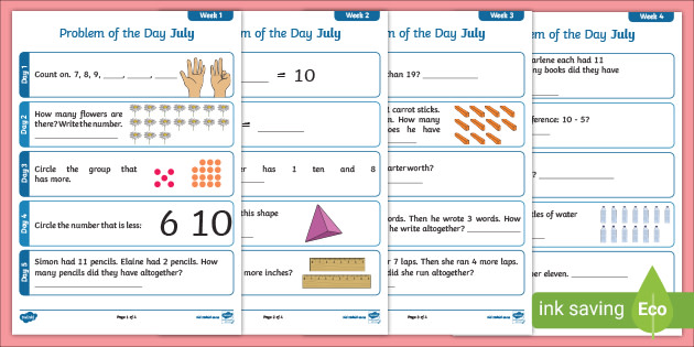Math Problem of the Day: July (teacher made)