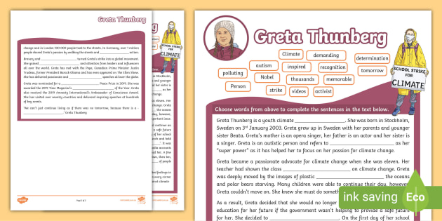 Greta Thunberg Biographies | twinkl.com.au