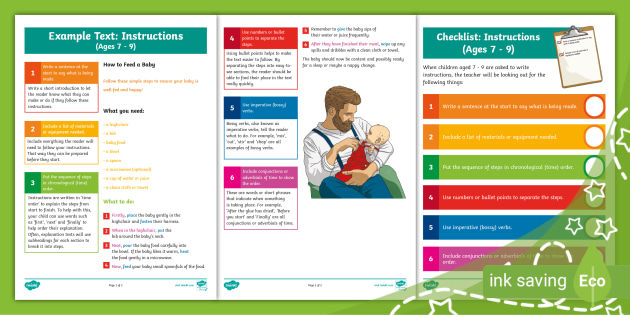 Example Text Pack for Parents: Instructions (Ages 7 - 9)