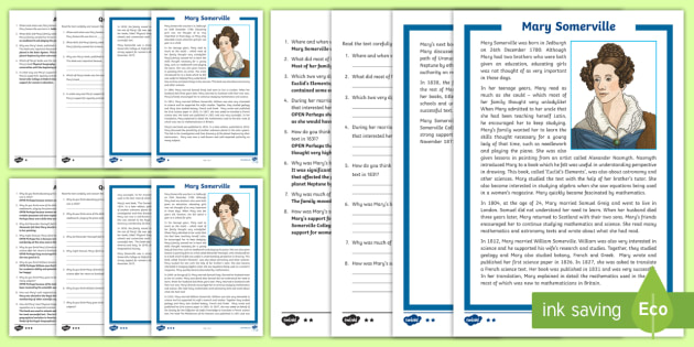 Scottish Scientist Mary Somerville Differentiated Reading Comprehension