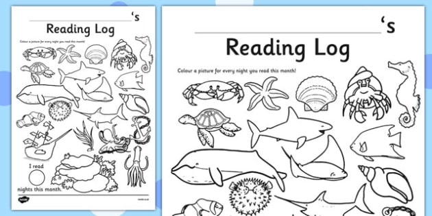 Under The Sea Themed Colour In Reading Log - monitor, diary