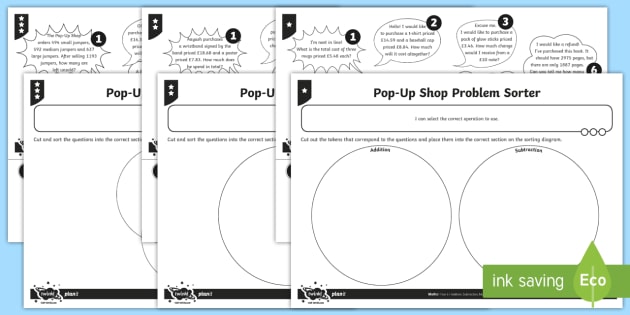 Differentiated Sorting Word Problems Worksheet / Worksheets