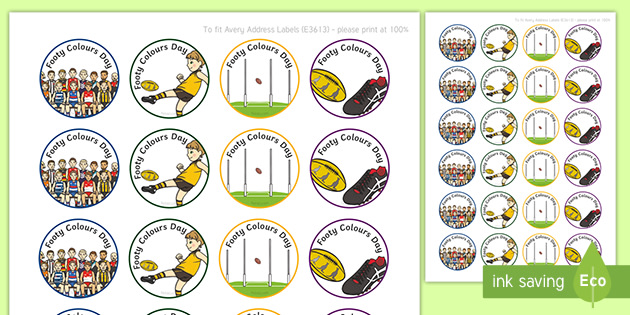 Footy Colours Day Stickers (teacher made)