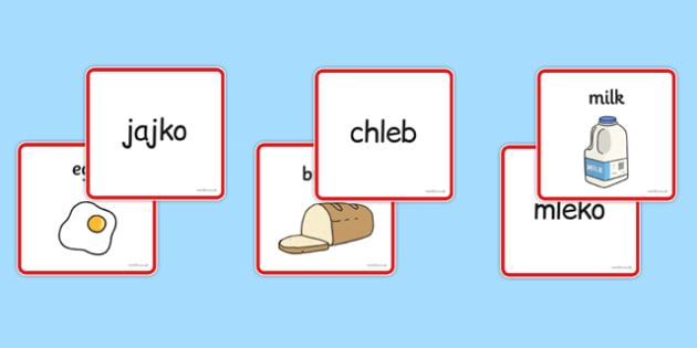 Dopasowanie wyrazów i obrazków Jedzenie po polsku - zabawa