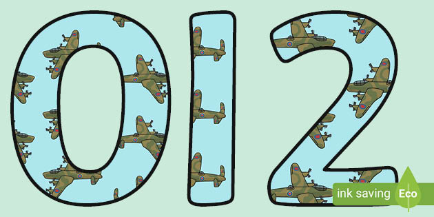 World War Two Aeroplane Themed A4 Display Numbers