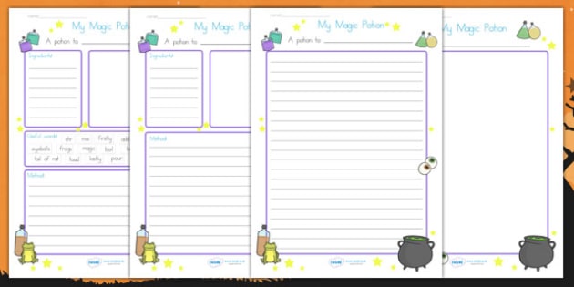 Halloween Magic Potion Writing Worksheet (teacher made)